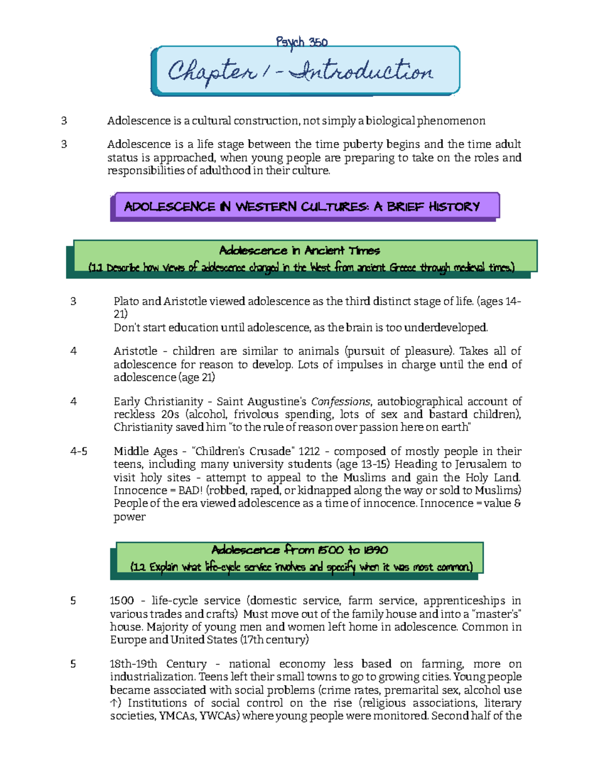 Chapter 1 - Introduction (Notes) - Psych 350 Chapter 1 - Introduction 3 ...