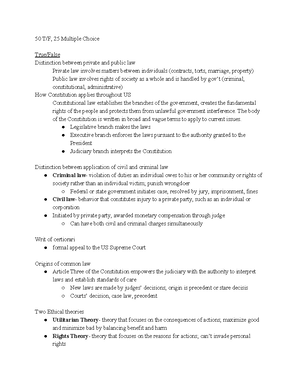 Legal studies - Jeffrey Boles - Chapter 1 Law- is any rule backed up by ...