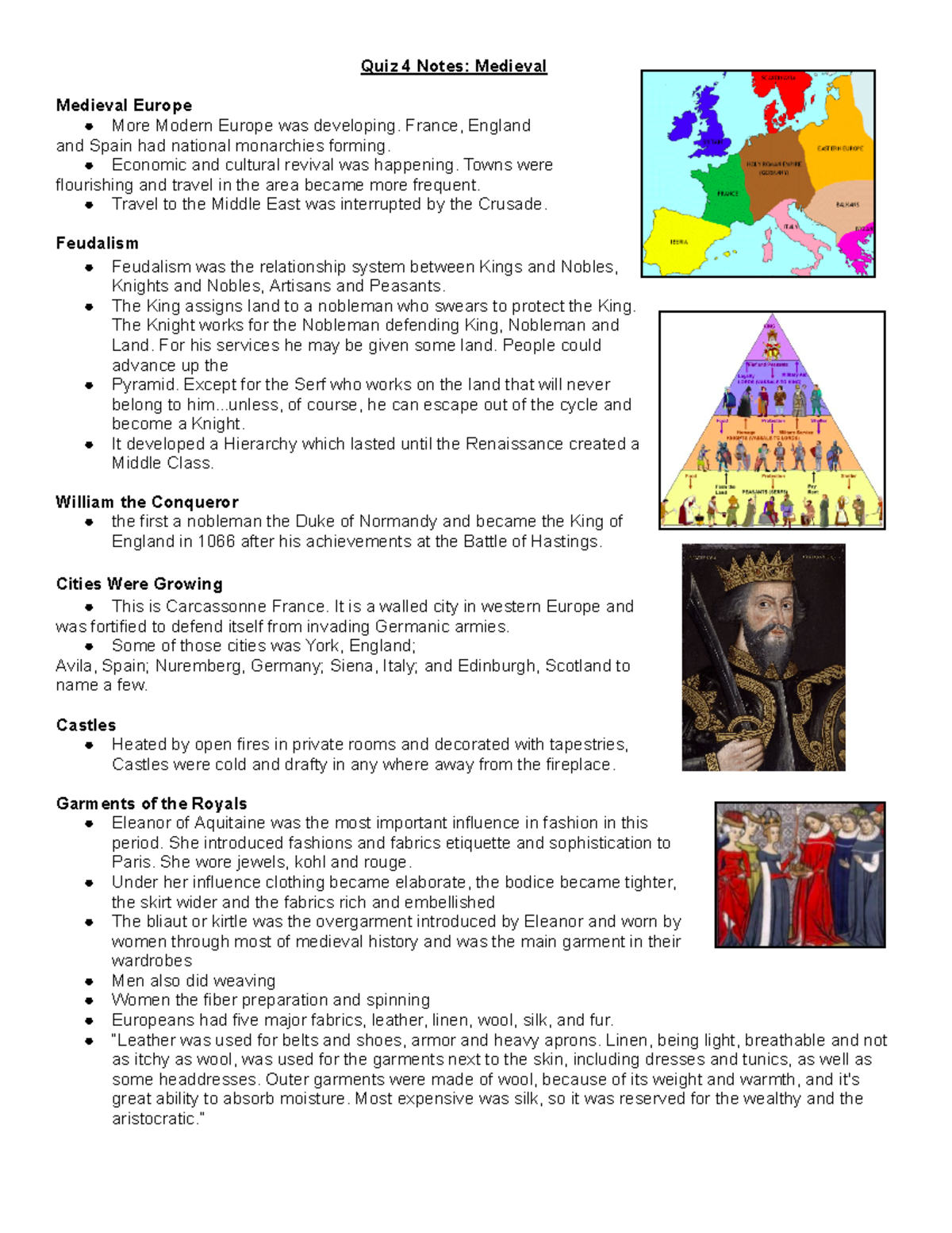 Fash 120 quiz 4 notes - Quiz 4 Notes: Medieval Medieval Europe More ...