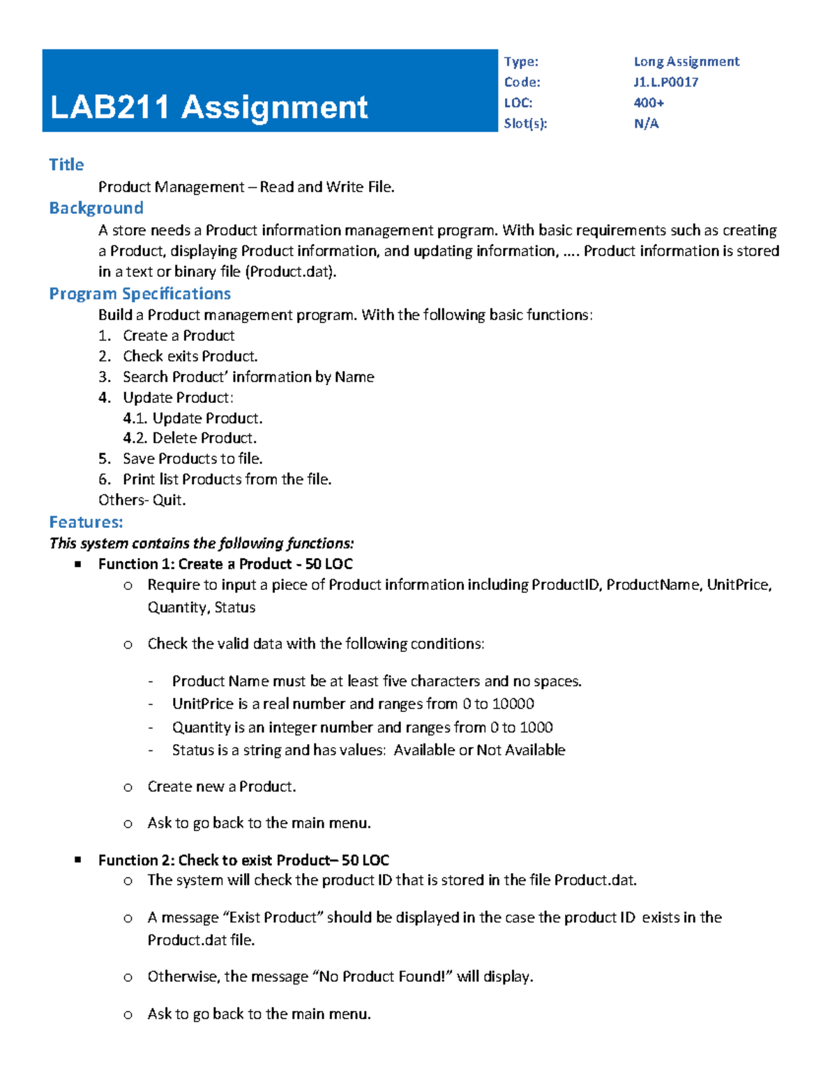 J1lp0017 Product Management 400 3 Lab211 Assignment Type Long 