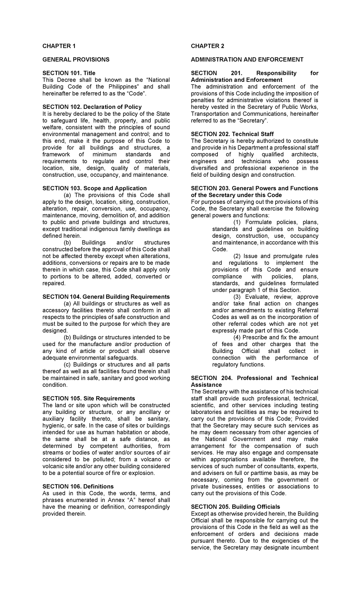 Revising THE FILE (NBCP) - CHAPTER 1 GENERAL PROVISIONS SECTION 101. Title This Decree shall be ...