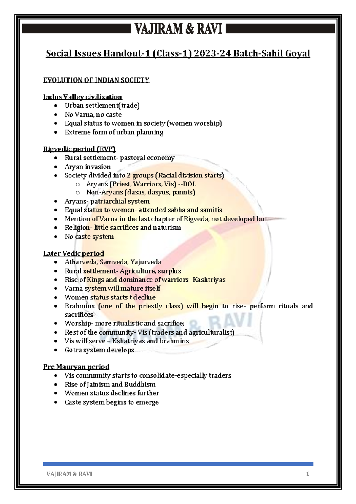 Social Issues Handout-1 - Features of Indian Society - Indian society ...