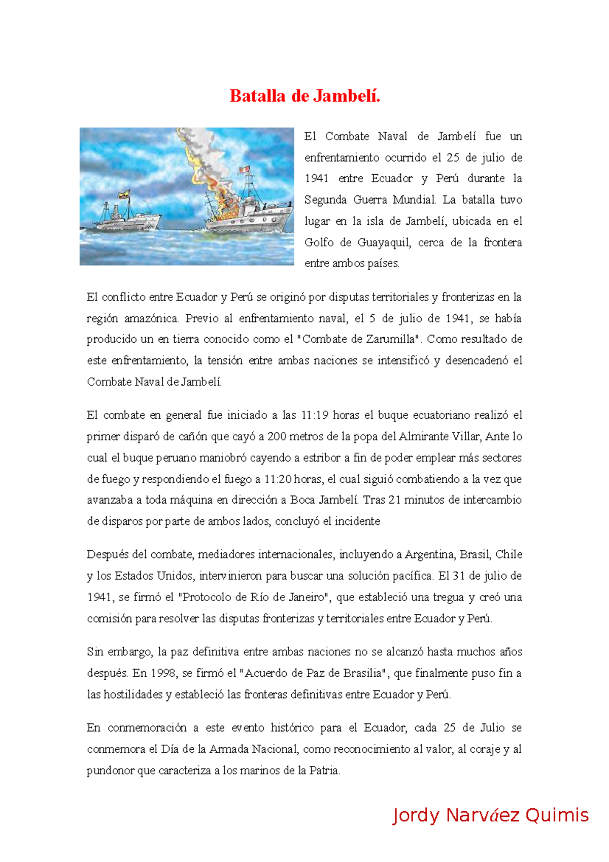 Batalla de Jambelí - dddd - Batalla de Jambelí. El Combate Naval de ...