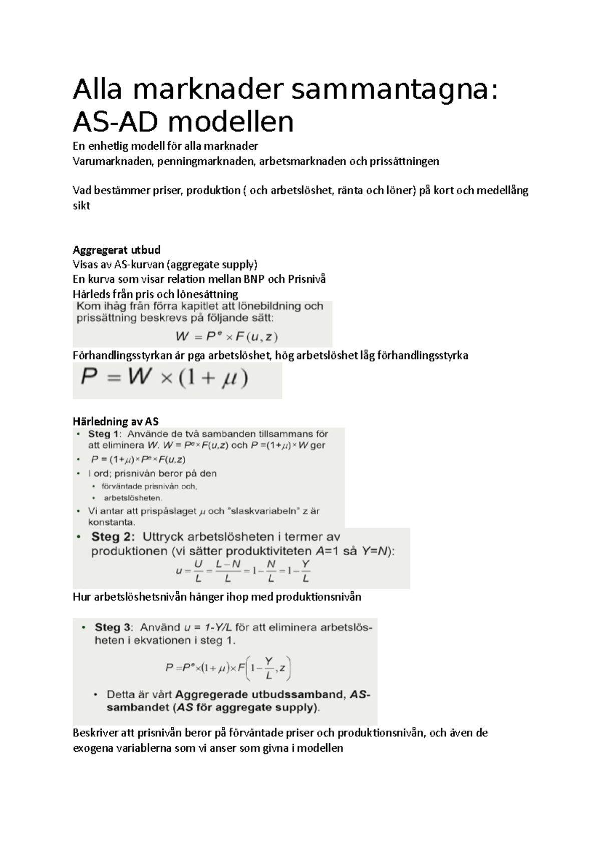 Alla marknader sammantagna- AS-AD modellen - Alla marknader sammantagna ...