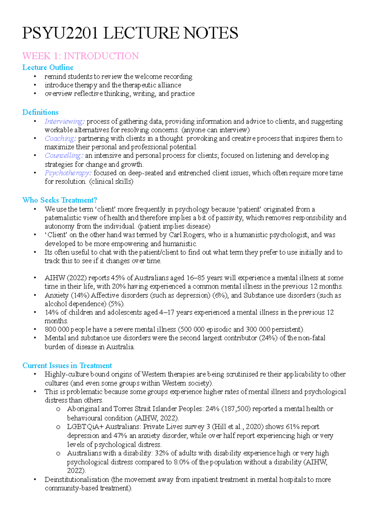Psyu2201 Lecture Notes Psyu2201 Lecture Notes Week 1 Introduction Lecture Outline Remind