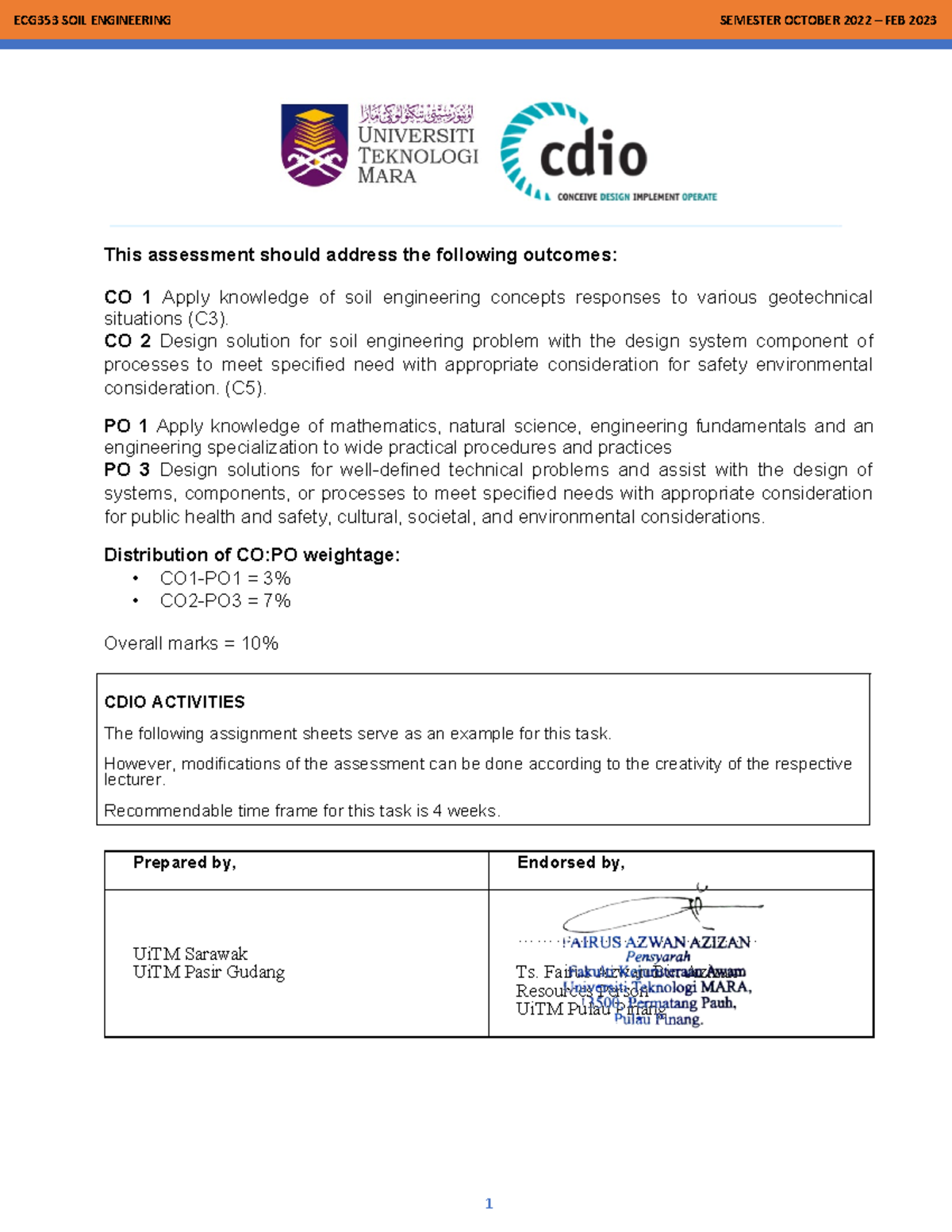 Assingment with CDIO ECG 353 dec2022 - This assessment should address ...