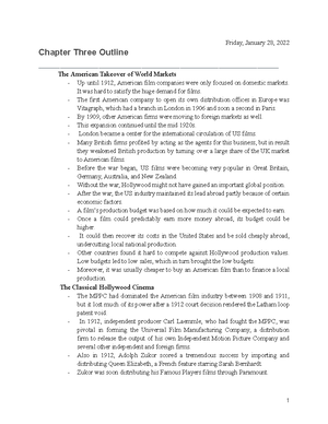 Chapter Ten Outline Cinema - Sunday, February 20, 2022 Chapter Ten ...