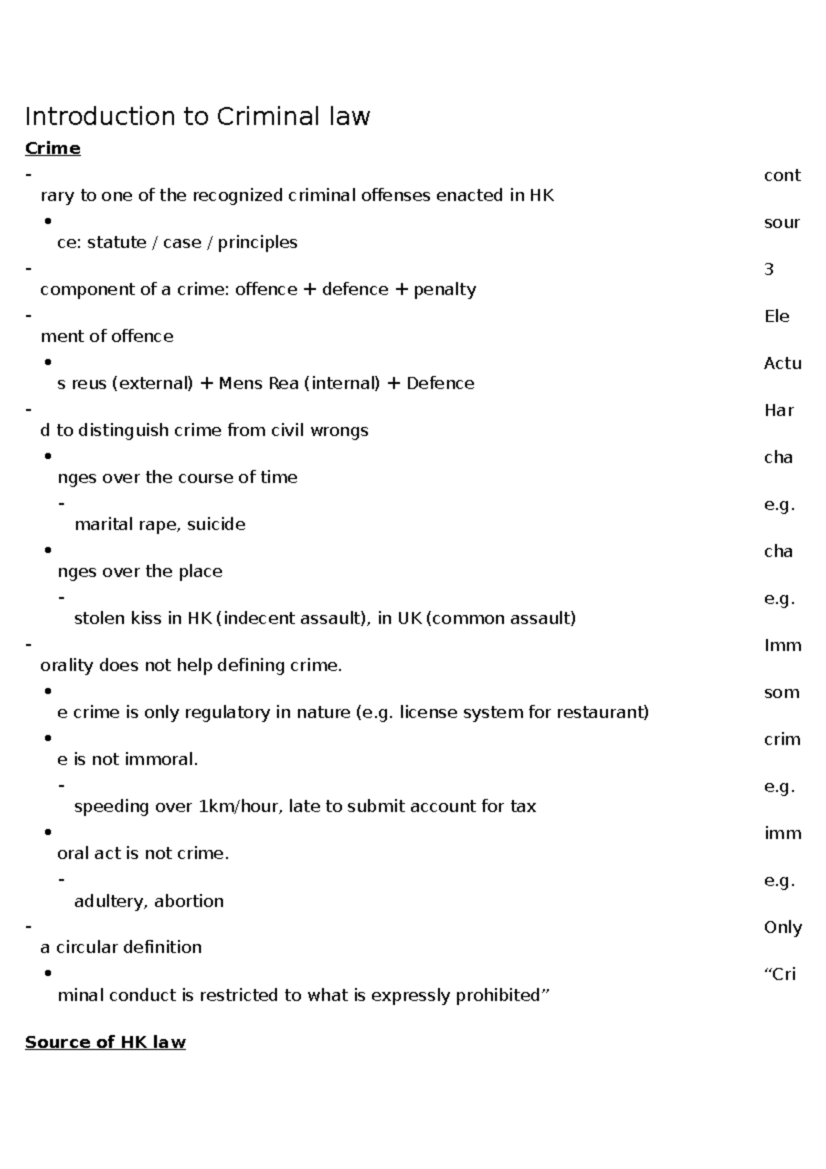 Lecture notes Criminal law - Introduction to Criminal law Crime - cont ...