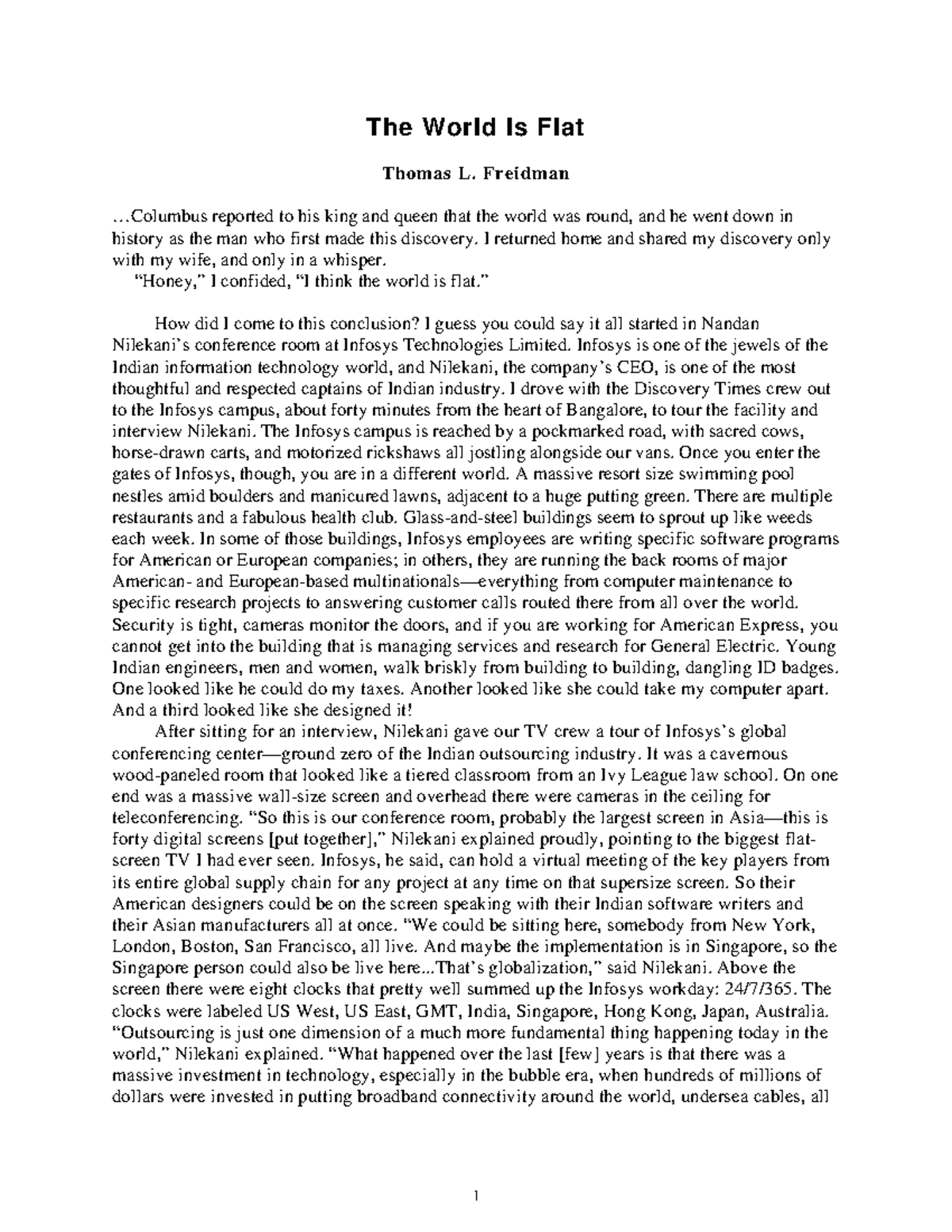 The World Is Flat - Economic Development - The World Is Flat Thomas L ...