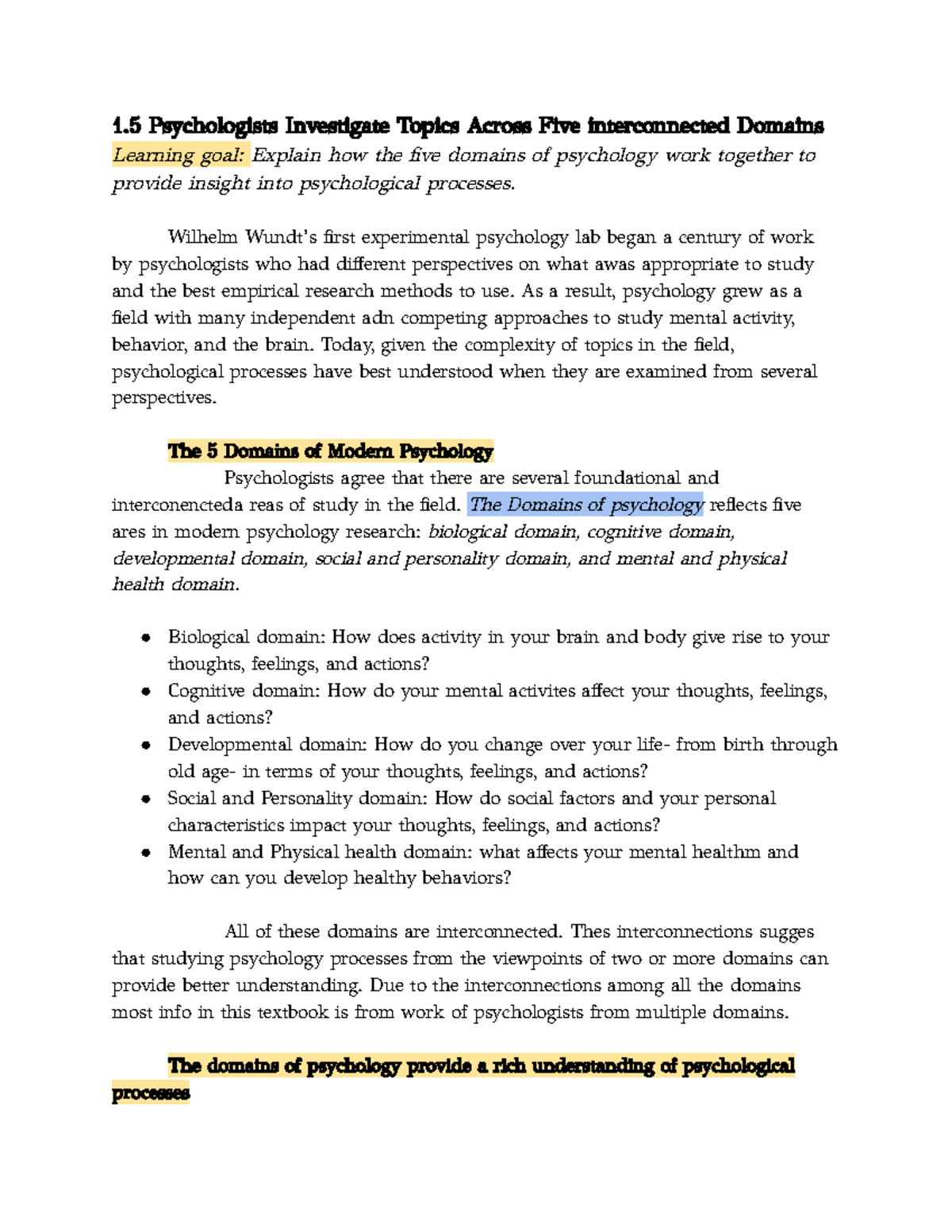 PSYC 101 Ch.1, 1 - Notes for Intro to Psychology from the textbook ...