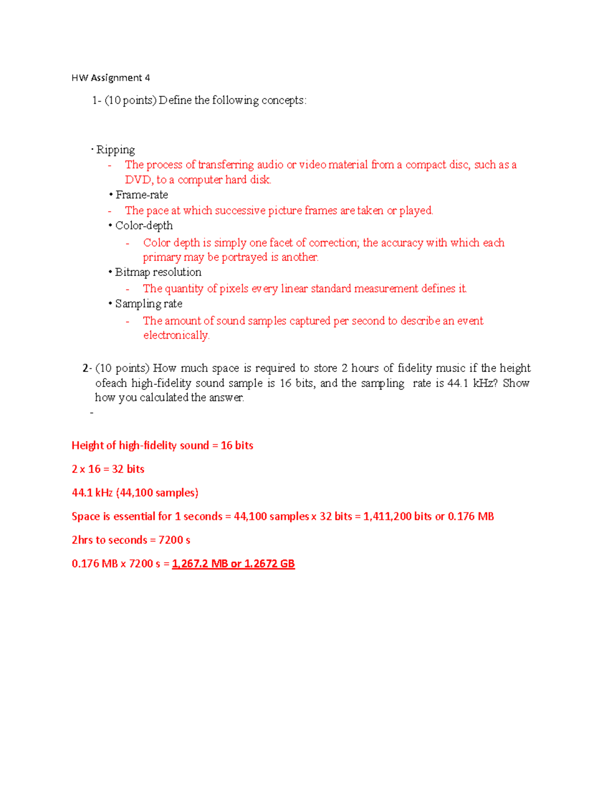 Assignment 4 - IT HW - HW Assignment 4 1- (10 points) Define the following concepts: ∙ Ripping ...