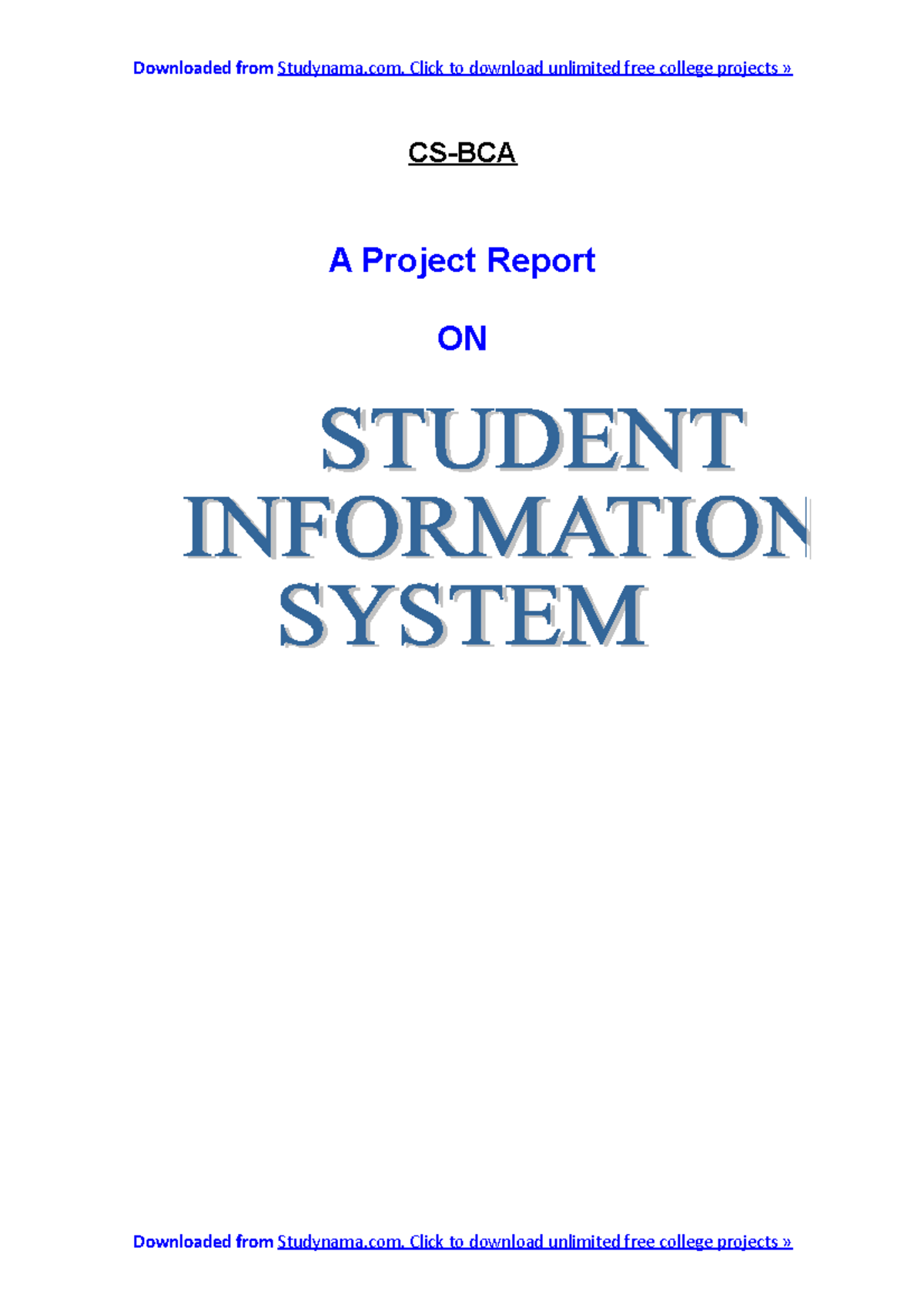 Student Mangement - MINI PROJECT ABSTRACT - Downloaded from Studynama ...