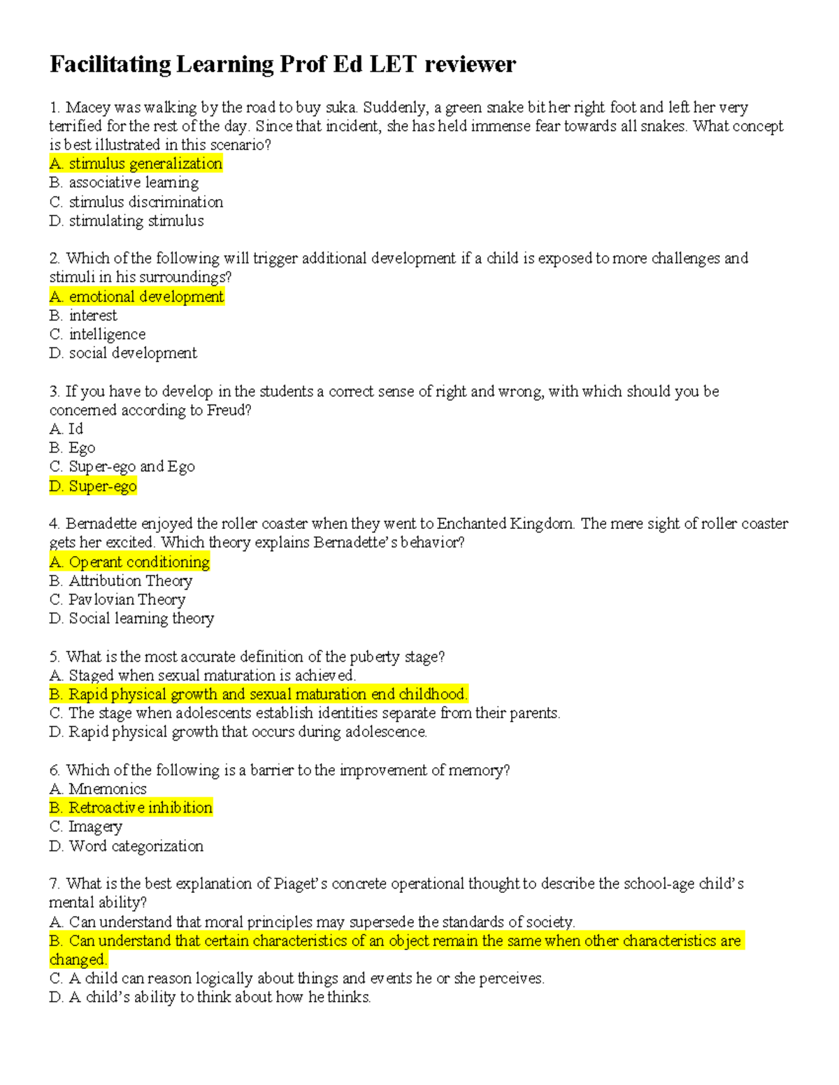 Facilitating Learning Prof Ed LET reviewer - Macey was walking by the road to buy suka. Suddenly ...