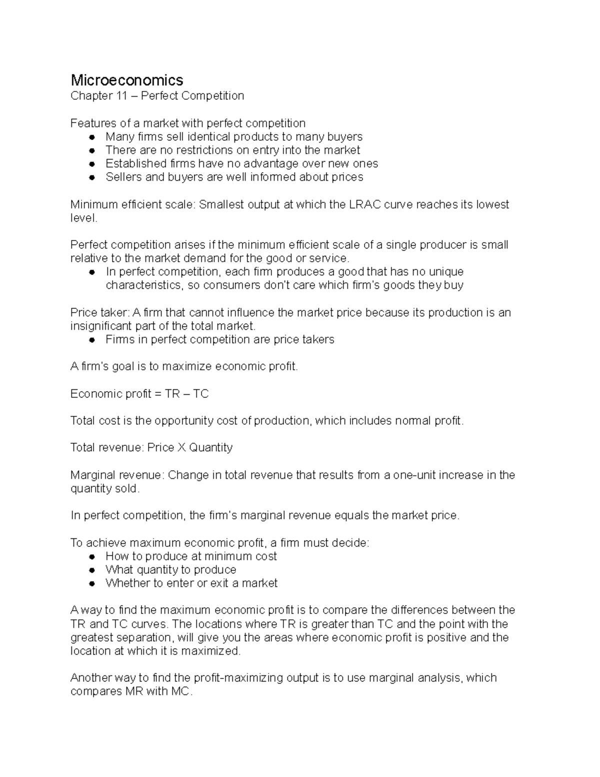 Microeconomics chp 11 - notes from chp 11 - Microeconomics Chapter 11 ...