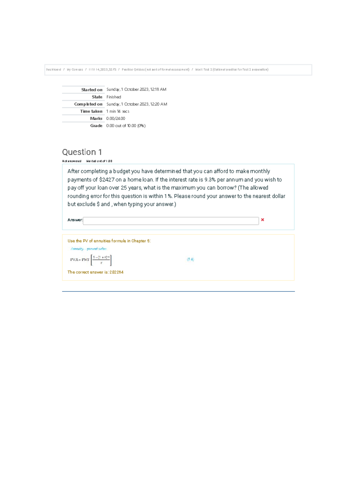 Mock Test 2 -2 - Mock test - Dashboard / My Courses / 115114_2023_S2FS ...