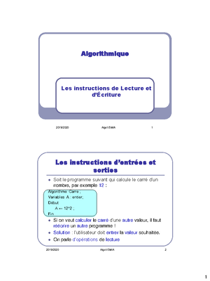 Chap5-2020 - Chap5-2020 - Algorithmique 1 Les instructions Itératives : les boucles 2019/2020 ...