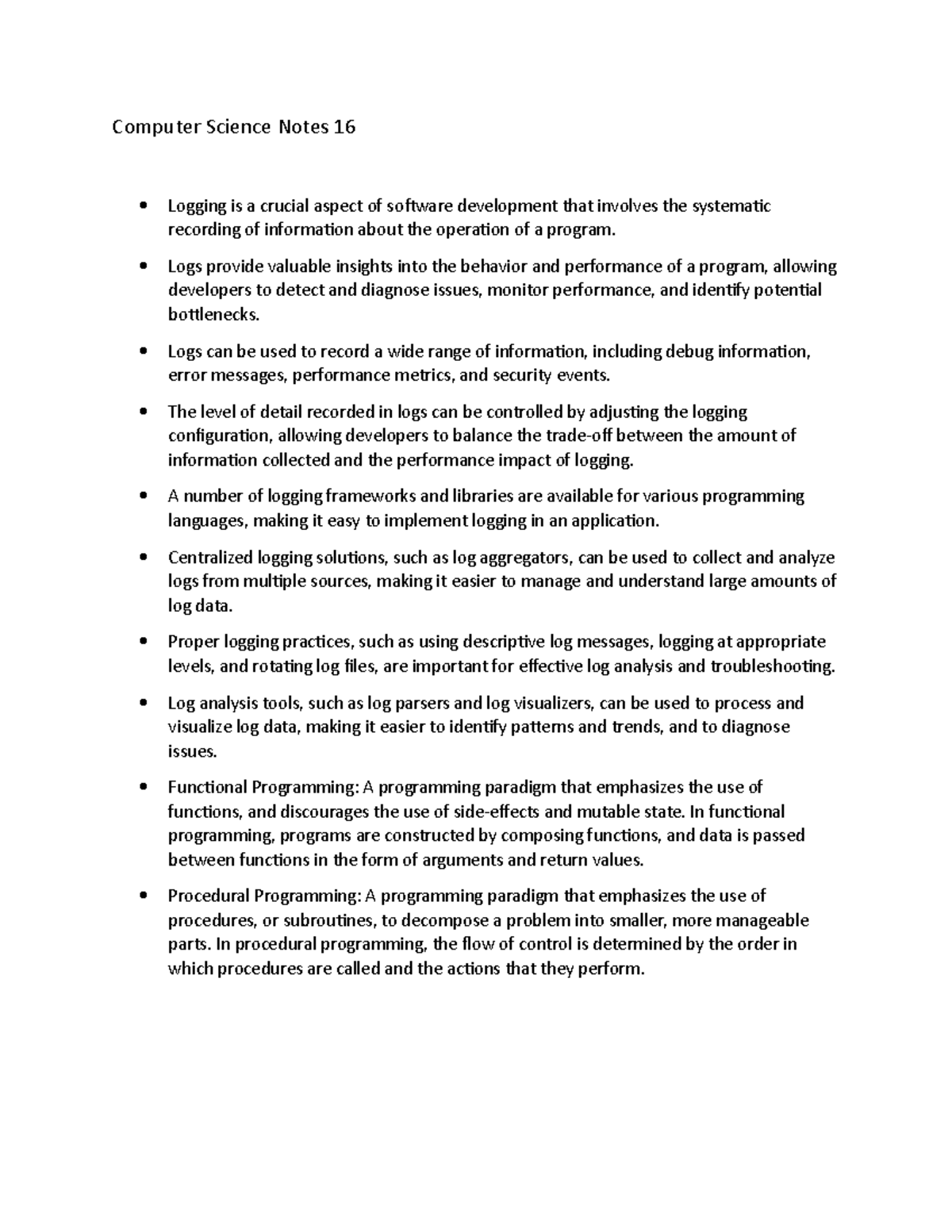 Computer Science Notes 16 - Logs provide valuable insights into the ...