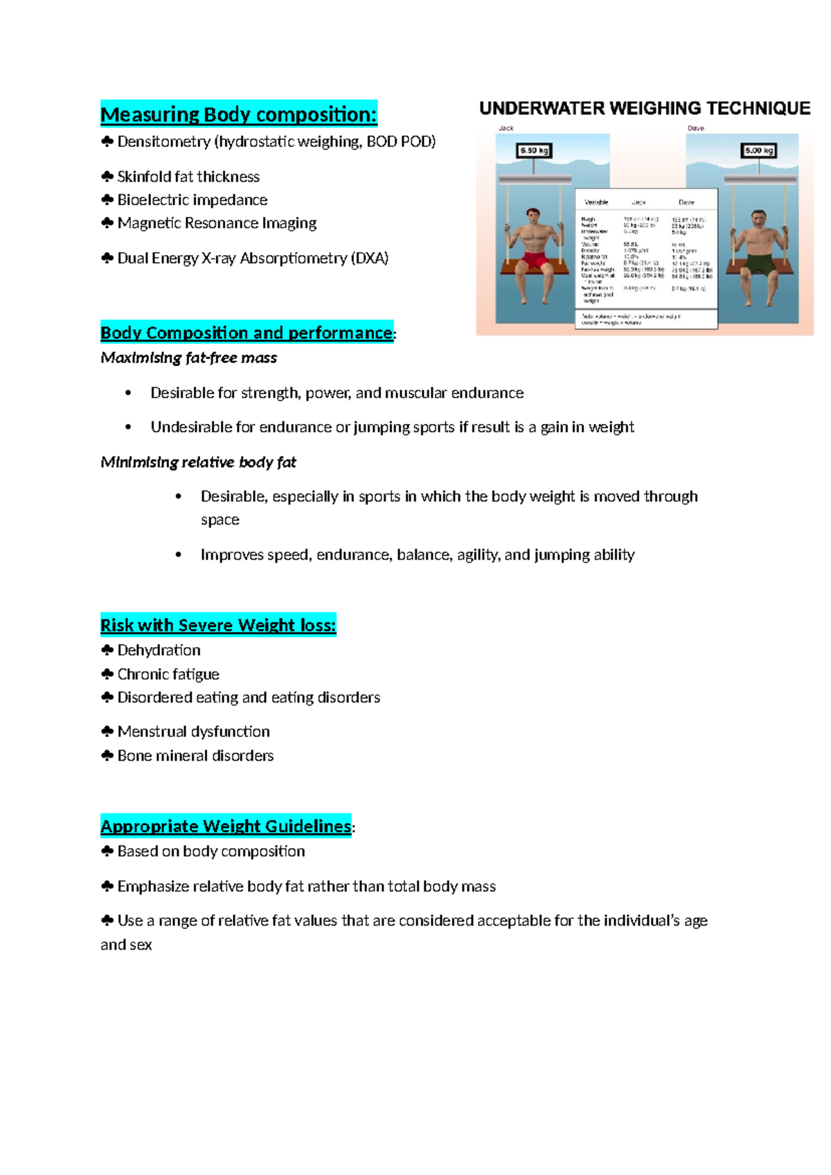 WK9 Body composition, health and exercise - Measuring Body composition ...