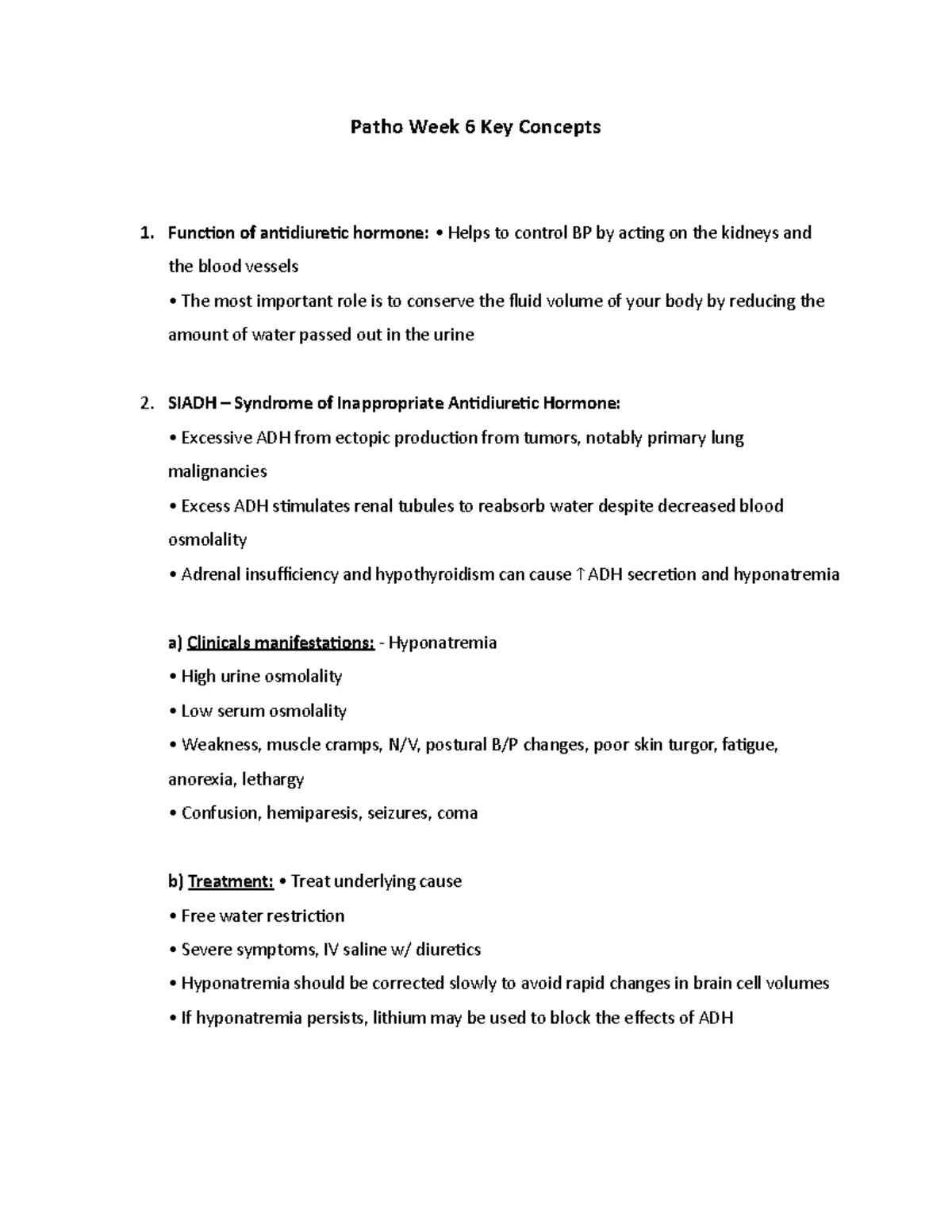 Patho Week 6 Key Concepts - Patho Week 6 Key Concepts Function of ...