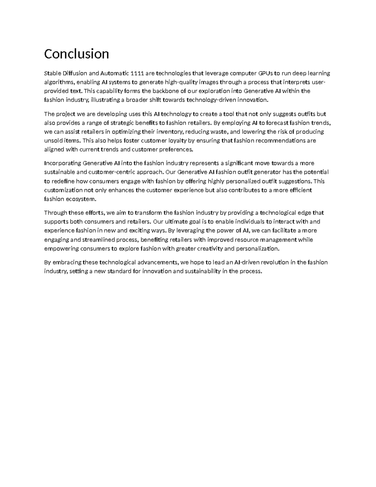 Conclusion and future scope - Conclusion Stable Diffusion and Automatic ...