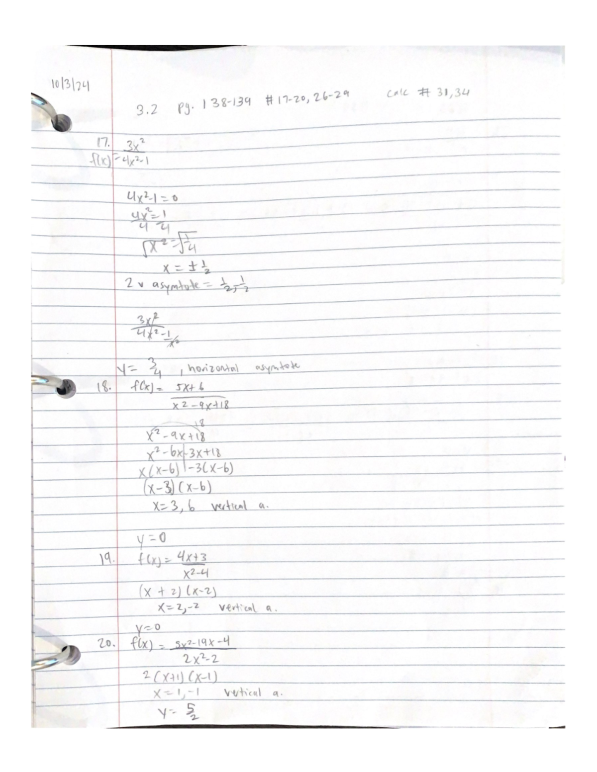 3.2 Hw - helpful - 10/3/24 3 py. 138-139 # 17-20,26-29 cake # 31,34 17 ...