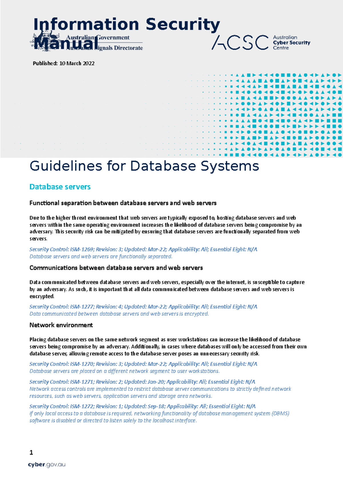 19. ISM - Guidelines for Database Systems (March 2022) - Guidelines for ...