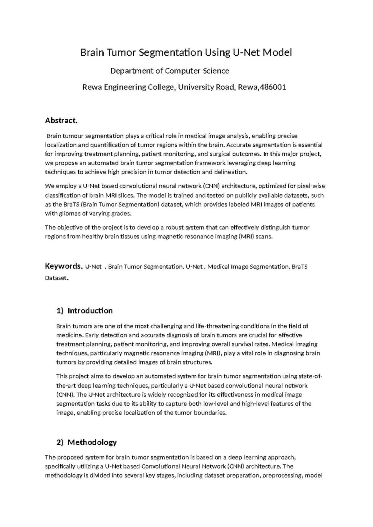 Research Paper - information about the brain tumor and model - Brain ...