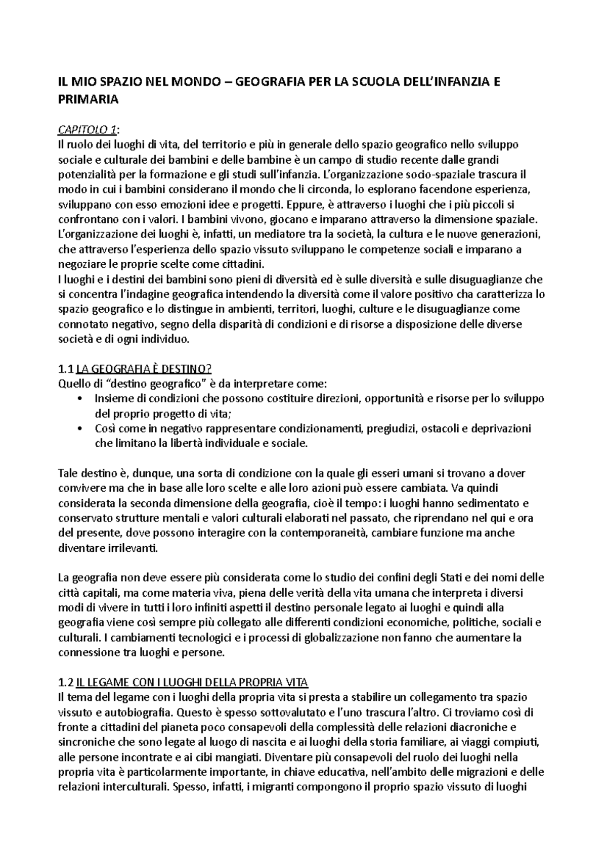 IL MIO Spazio NEL Mondo Riassunto - IL MIO SPAZIO NEL MONDO – GEOGRAFIA ...
