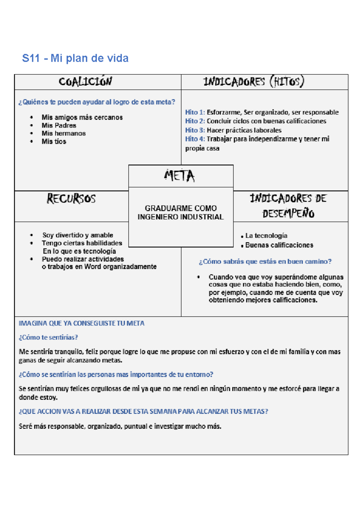 IVU Actividad 11 - Introducción a la vida universitaria - S11 - Mi plan ...