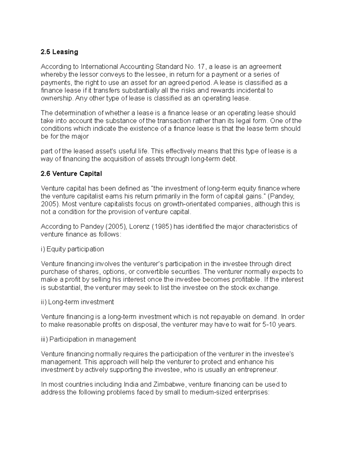 Finance 300 Chapter 2C Notes - 2 Leasing According to International ...