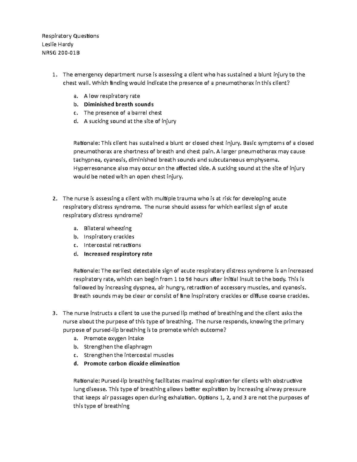 Respiratory practice NCLEX test Questions - Respiratory Questions ...
