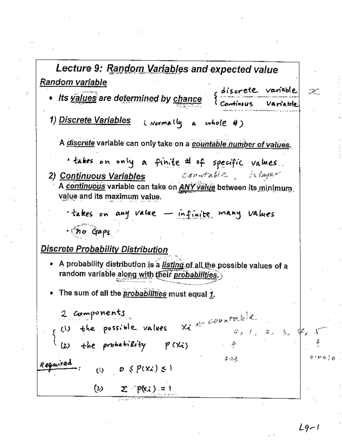 Lecture 9 random variables Notes - OPMT 1197 - Studocu