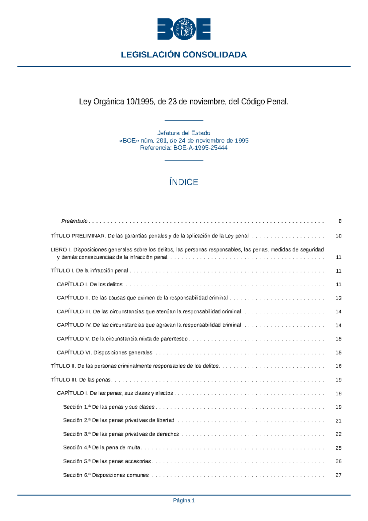 Spain Criminal Procedure Code - Ley Orgánica 10/1995, de 23 de ...