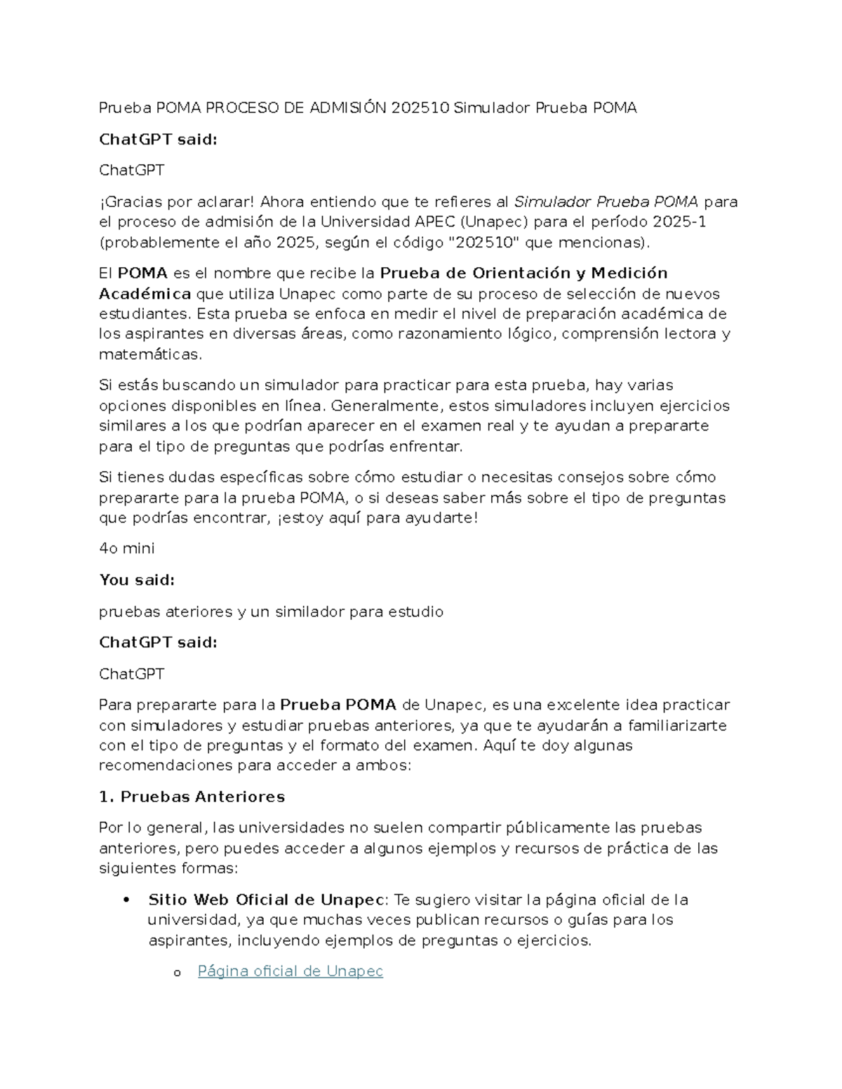 Prueba POMA Proceso DE Admisión 202510 Simulador Prueba POMA - Prueba ...