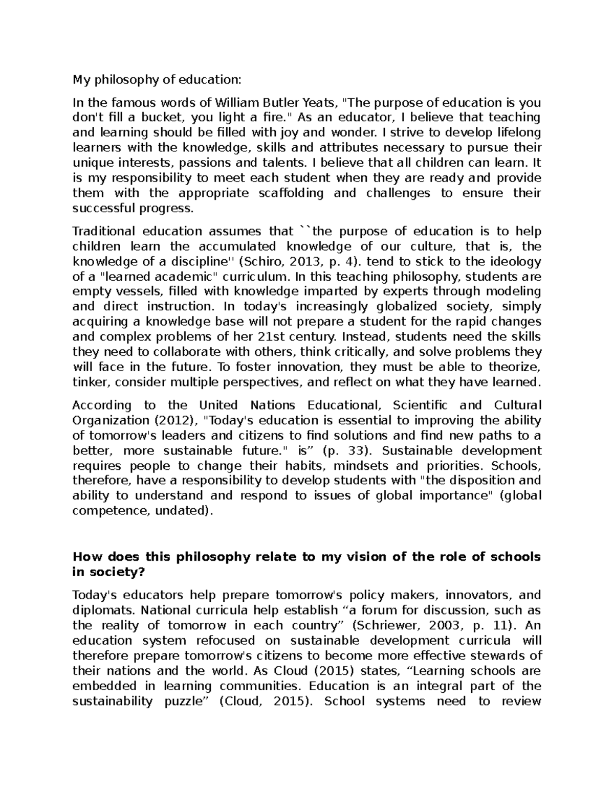 My philosophy of education portfolio unit 2 - My philosophy of ...