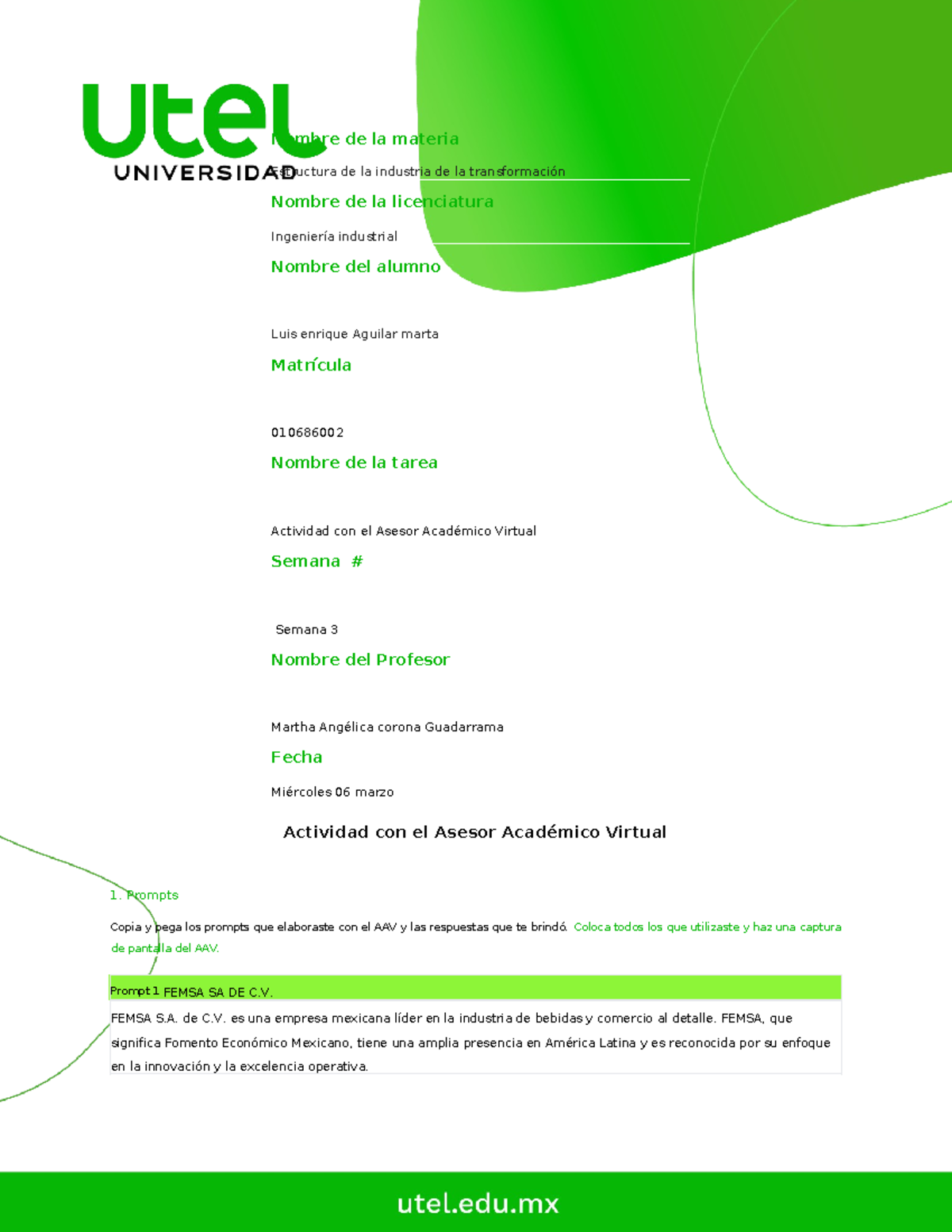 Formato actual Utel Plus (Descargar documento desde Archivo) - Nombre ...