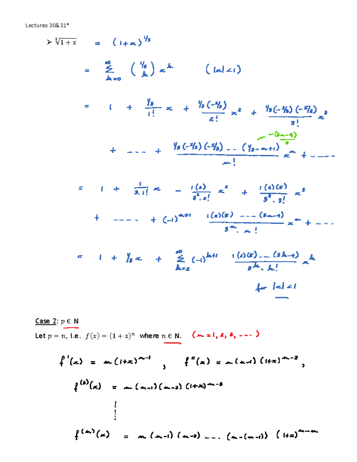 L30+31 - NOTES - √ 1 + ⎯⎯⎯⎯⎯ Case 2: ∈ ℕ Let = , i. = 1 + where ∈ ℕ ...