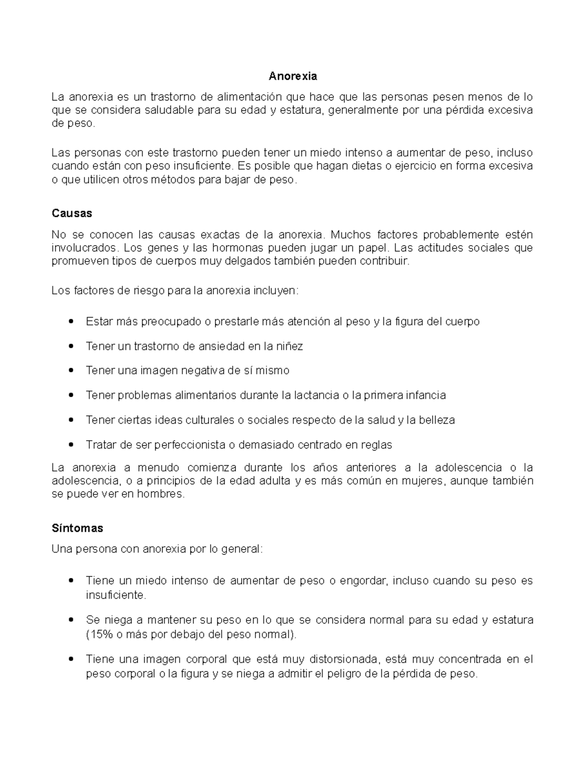 Trabajo de anorexia - xdsz - Anorexia La anorexia es un trastorno de ...
