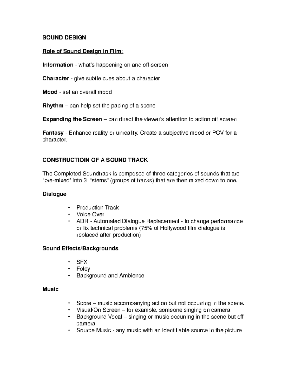 Sound Design - Create a subjective mood or POV for a character ...