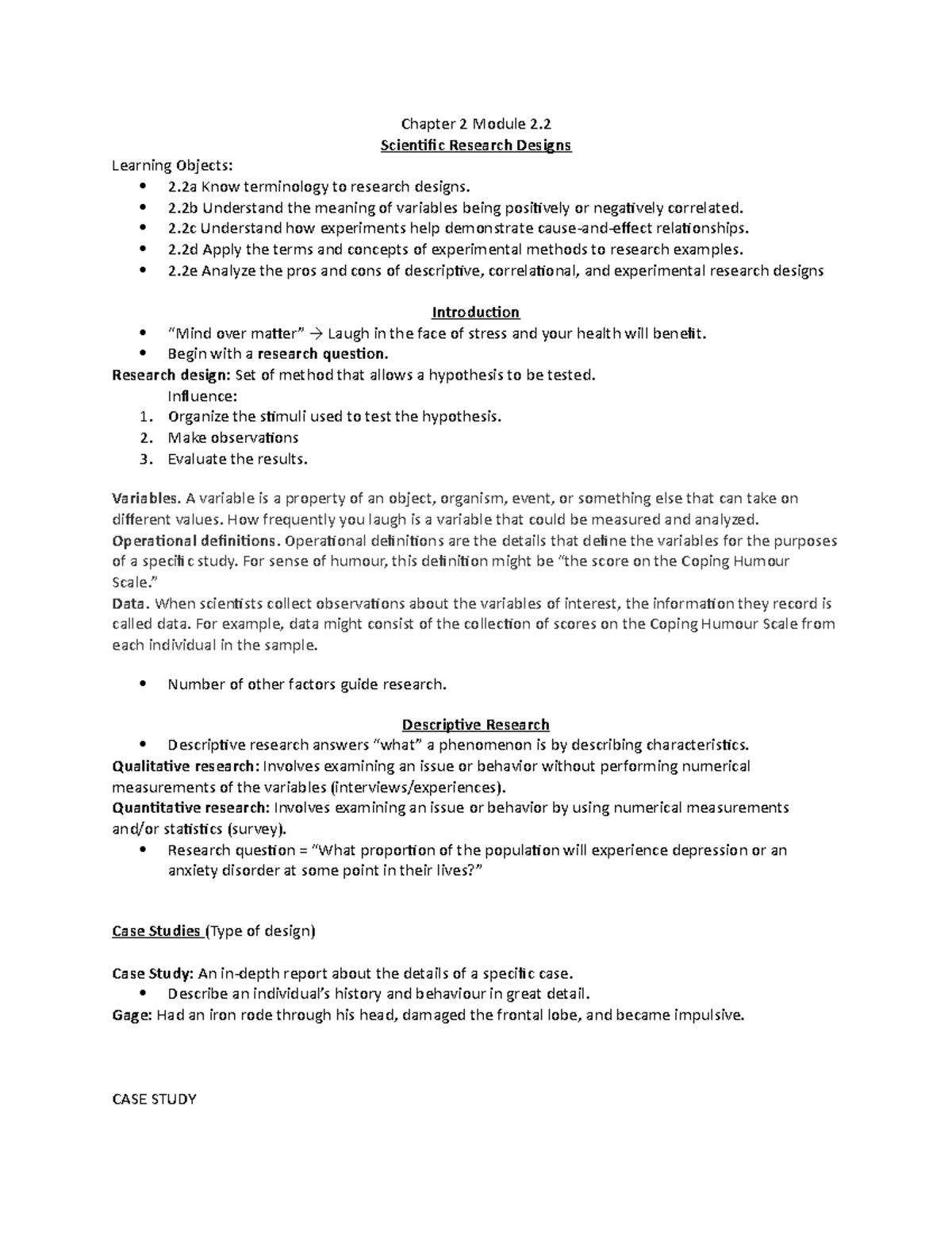 Chapter 2 Module 2.2 - Chapter 2 Module 2. Scieniic Research Designs ...
