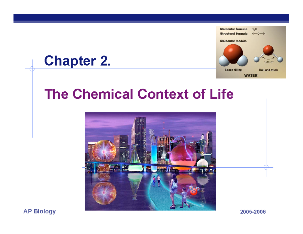 02Ch02chemistry 2005 a - Chapter 2. The Chemical Context of Life Why ...