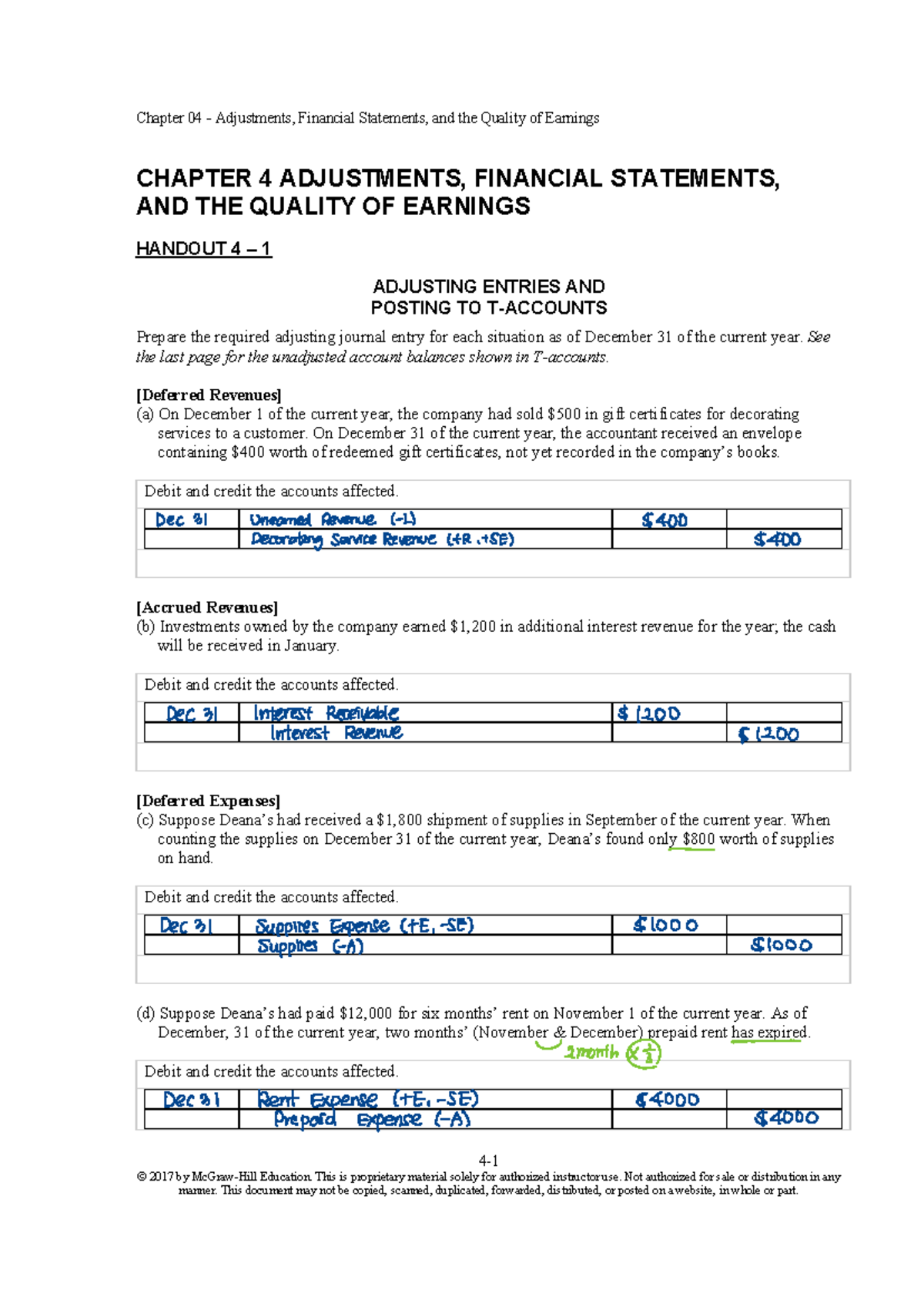Assignment Inclass CH4 V2 - 4- © 2017 by McGraw-Hill Education. This is proprietary material ...