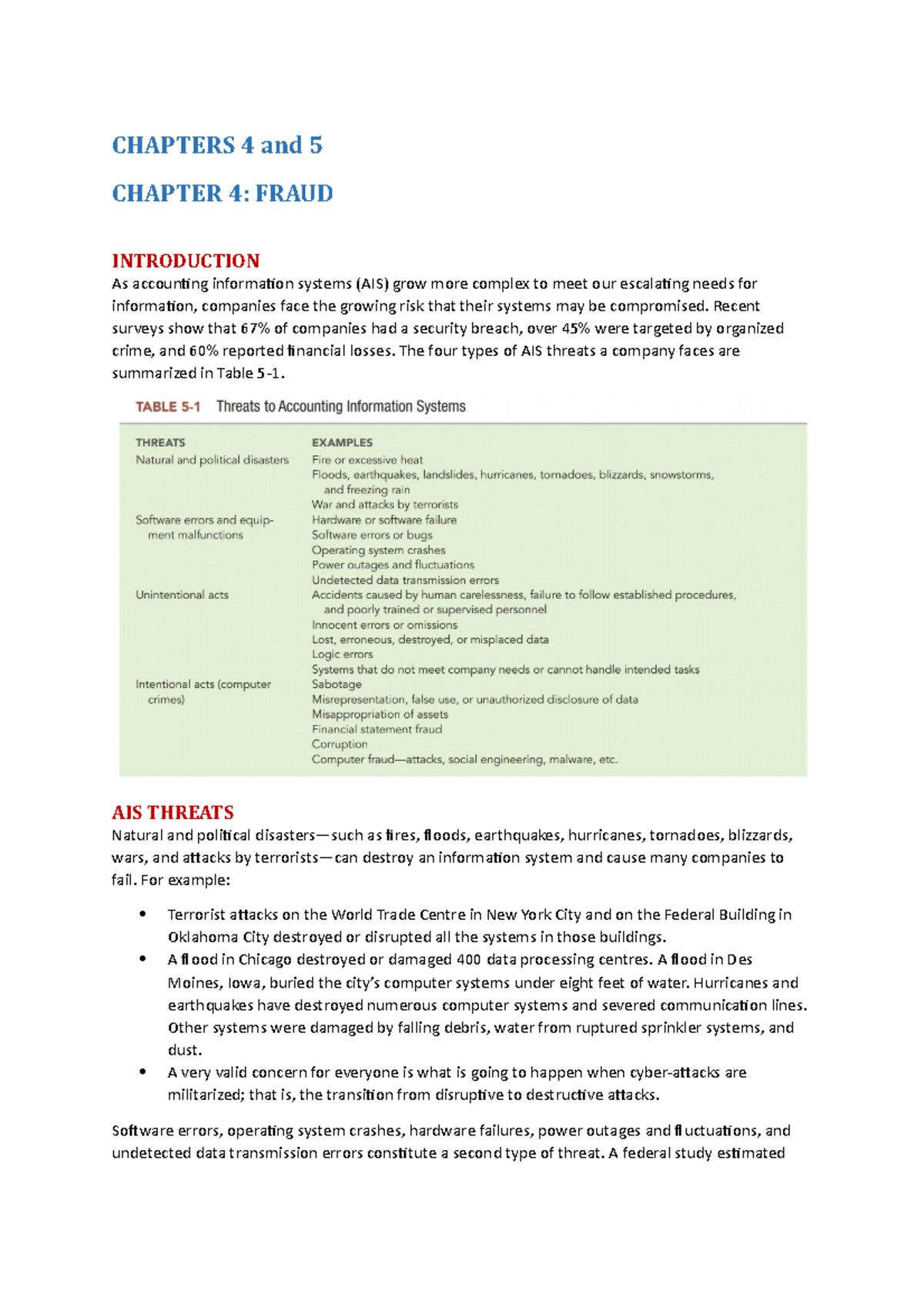 AIS Chapters 4 and 5 - tutorial notes and answers of tutorial and ...