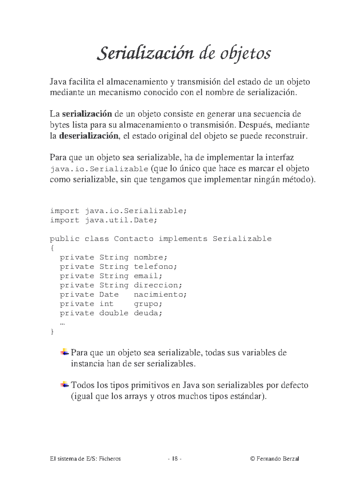 03 serializable - Apuntes 6 - de objetos Java facilita el ...