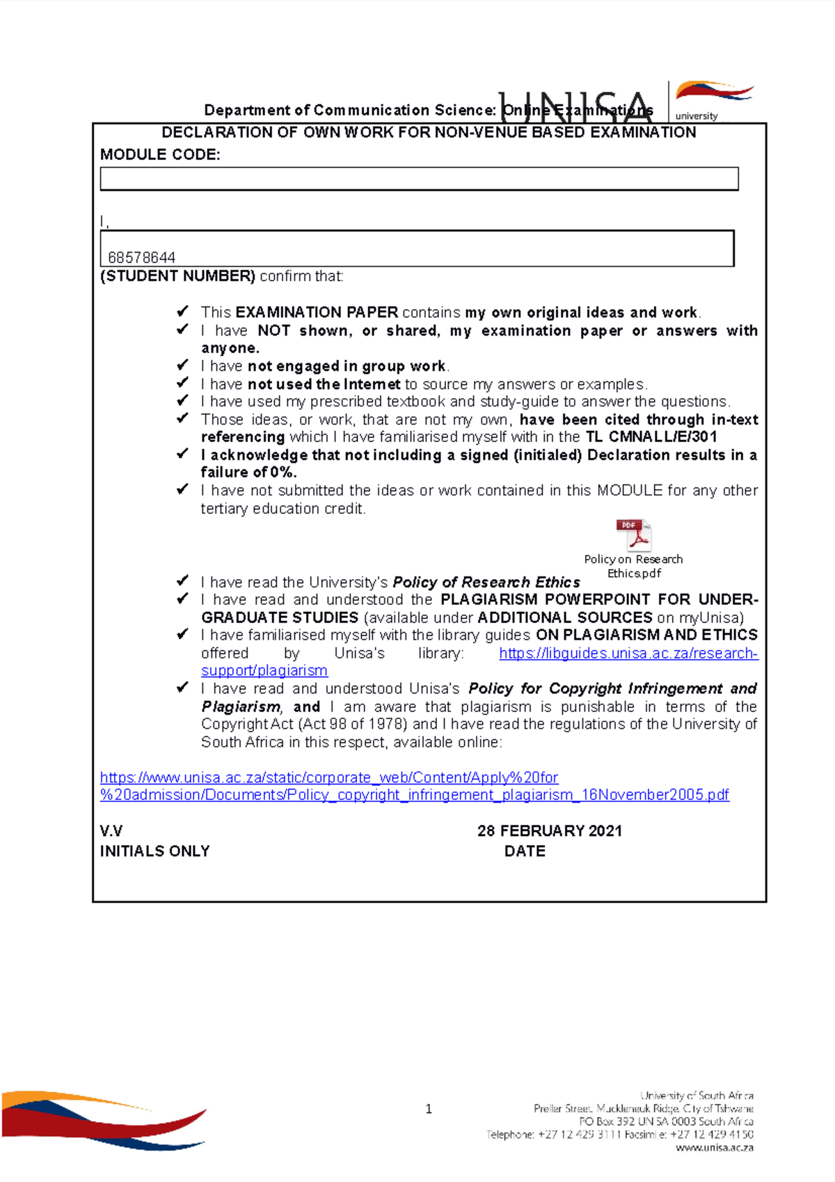 Declaration Undergrad NON- Venue new - Department of Communication ...