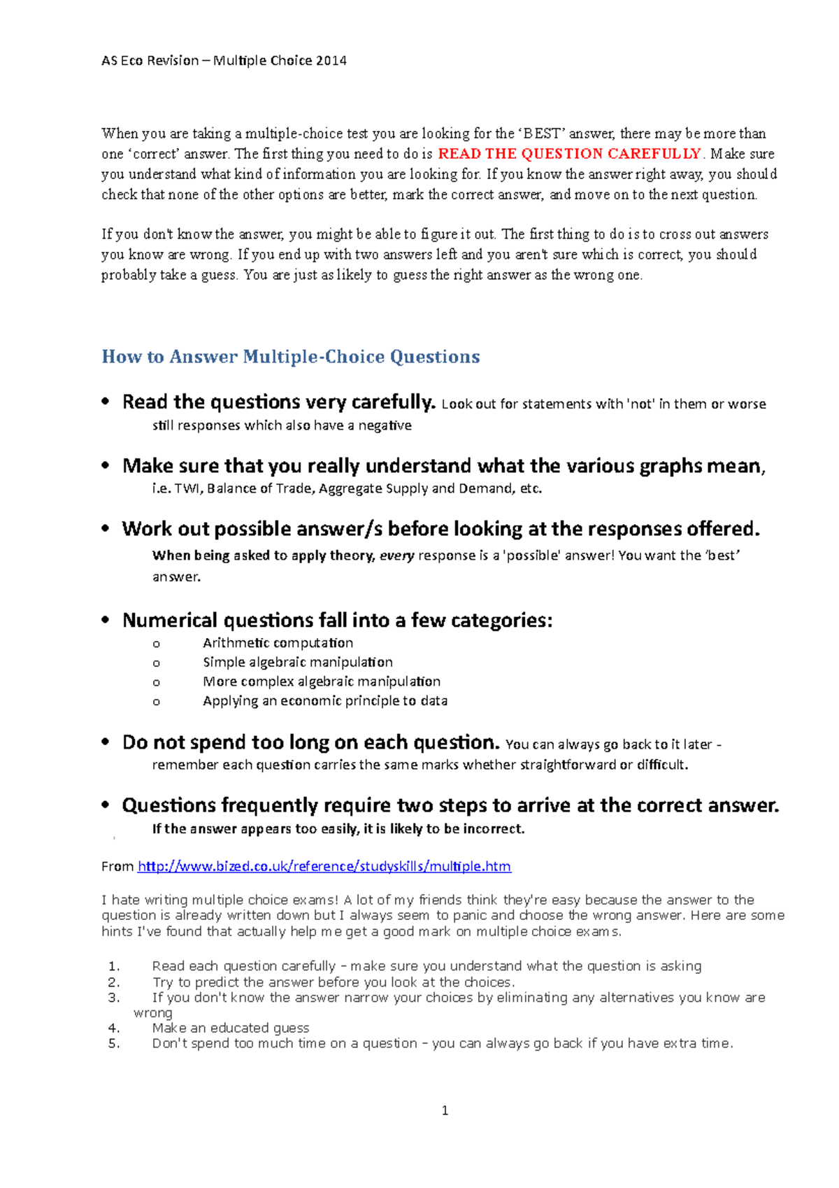 How to Write a Multiple Choice Exam Nov 2014 - When you are taking a ...