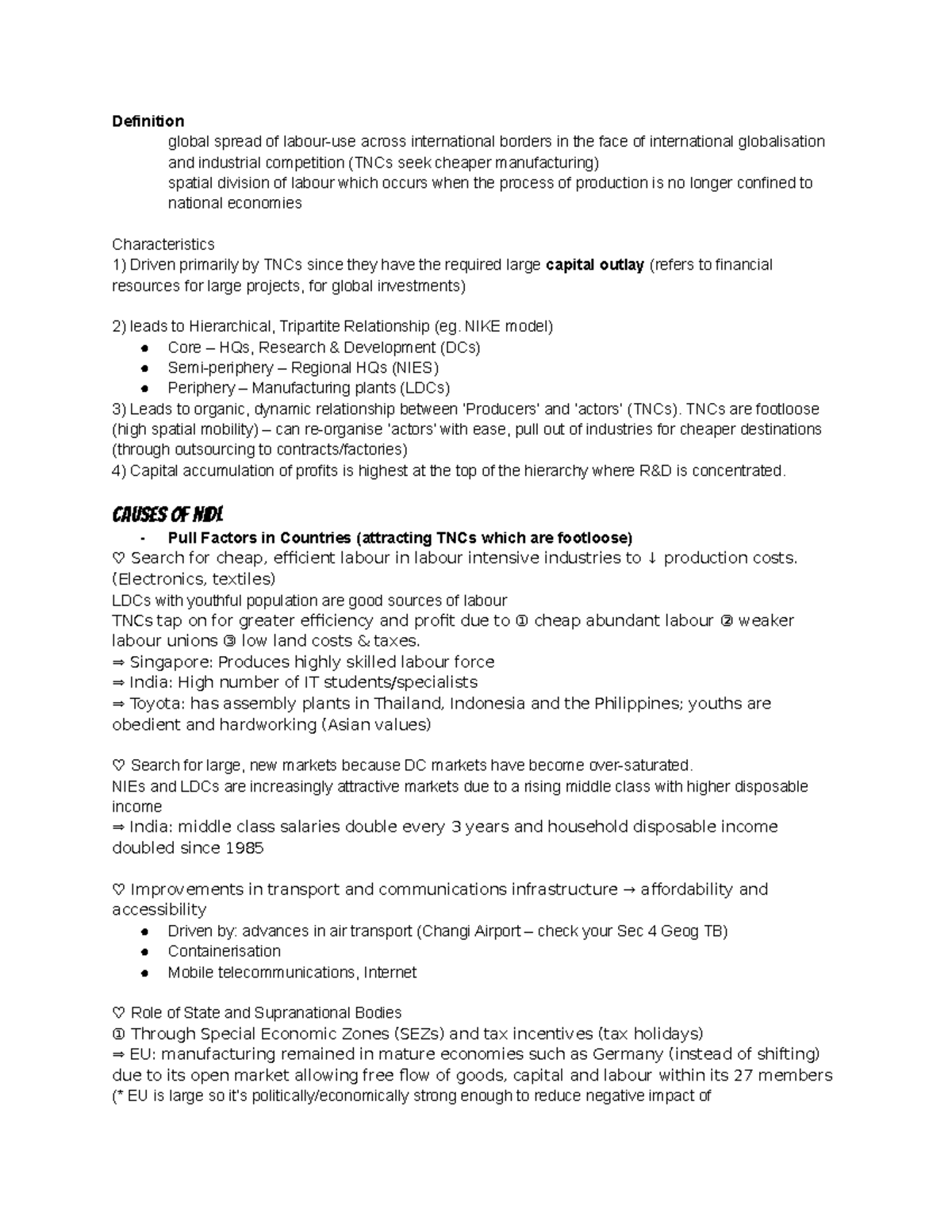 NIDL Summary - Definition global spread of labour-use across ...