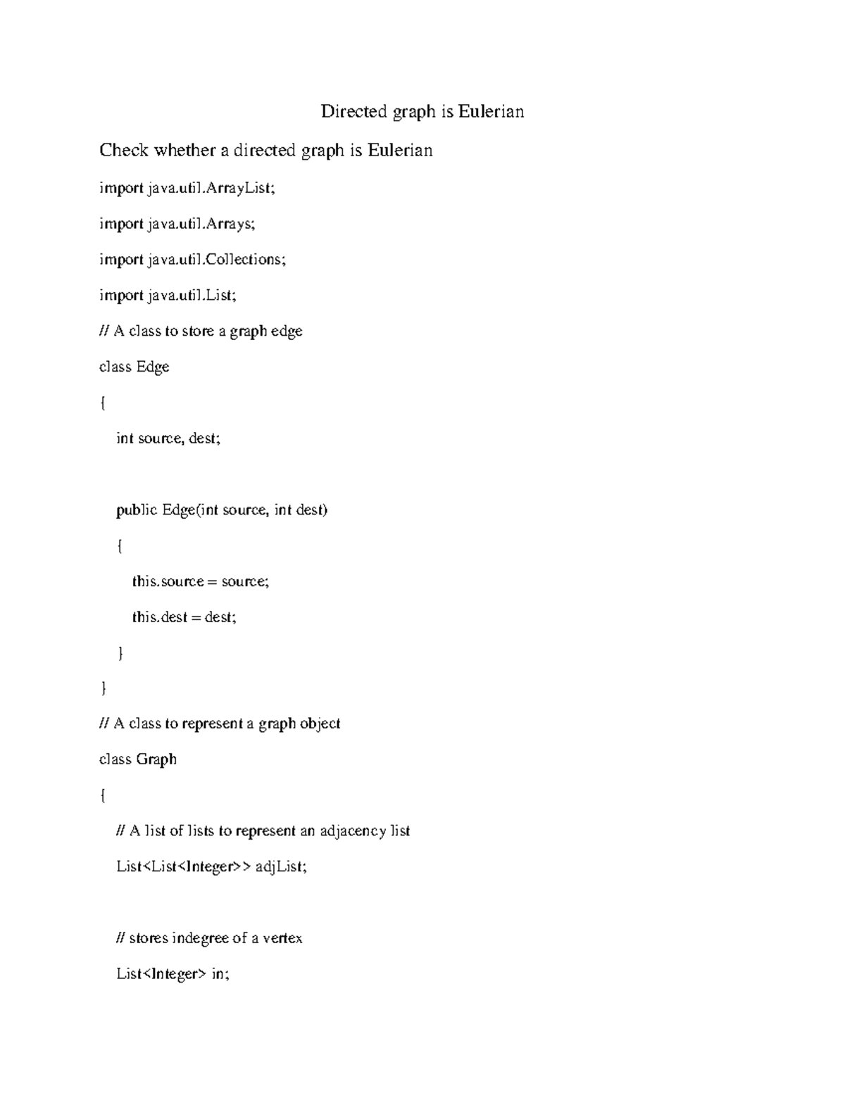 Directed graph is Eulerian - Directed graph is Eulerian Check whether a directed graph is ...