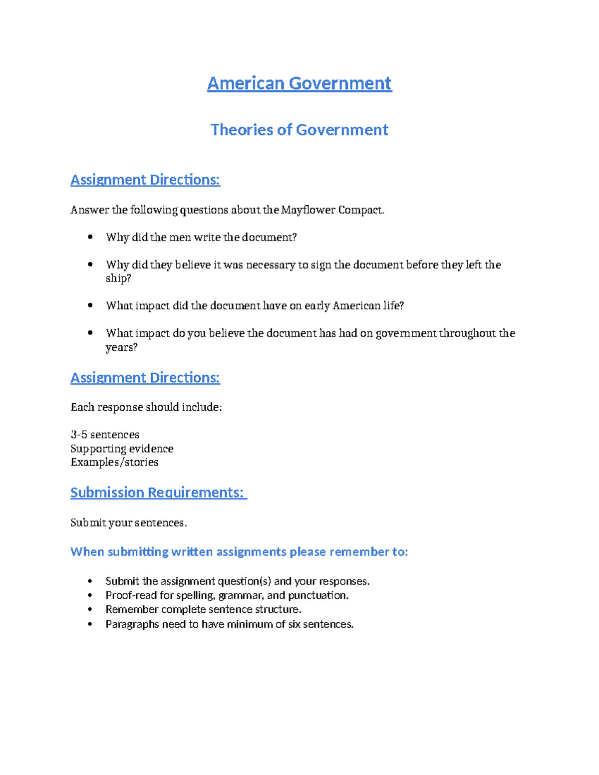 Theories of government - American Government Theories of Government ...