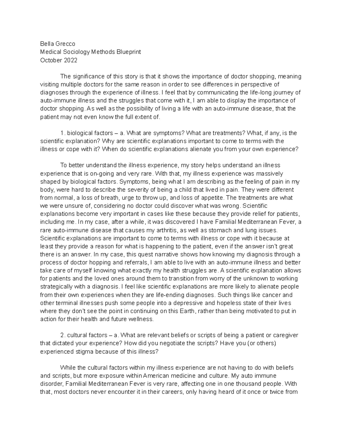 Methods Blueprint - outline and summary of the course up to this point ...